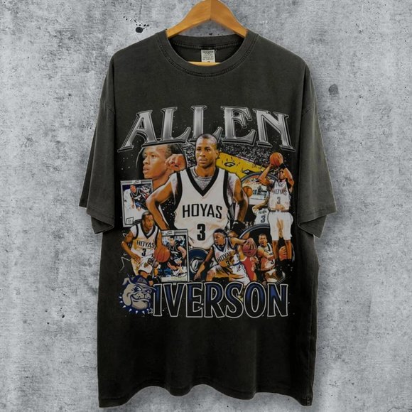 Tops | Hoyas 3 Basketball Bootleg Style Shirt Allen Iverson Graphic Tee ...